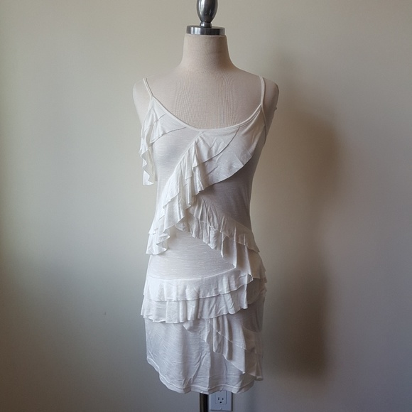 Urban Outfitters | Dresses | Pins Needles Uo White Ruffle Front Dress ...